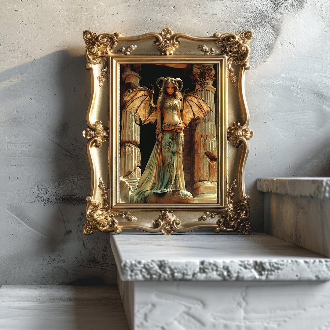 Ancient Female Demon Greek Temple Print, Lilith Vintage Dark Art ...