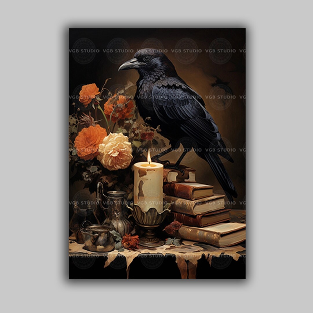 Victorian Raven Poster, Gothic Crow Print, Dark Academy Art, Goth ...