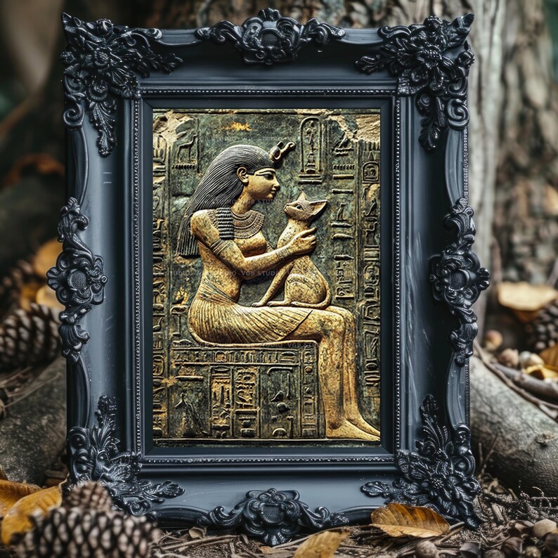 Bastet Wall Art Ancient Egyptian Cat Goddess Relief Print Mythology ...