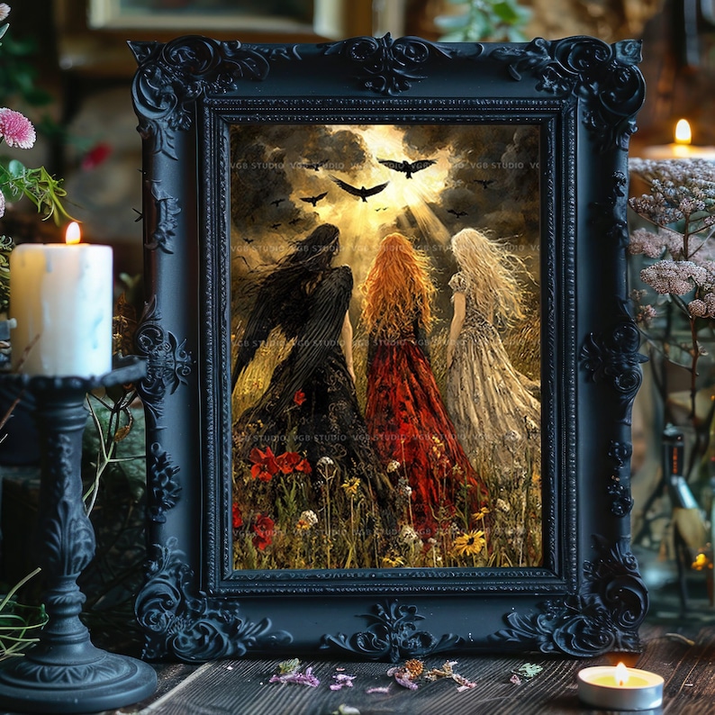 Morrigan Macha Nemain Babd Art Print Celtic Triple Goddess Decor Irish ...