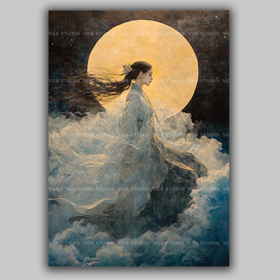Change Moon Goddess Fine Art Print, Ethereal Lunar Fantasy Illustration ...