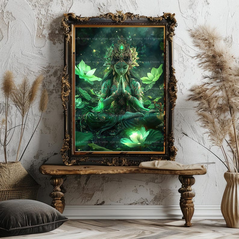 Green Tara Art Print, Goddess of Compassion and Swift Protection ...