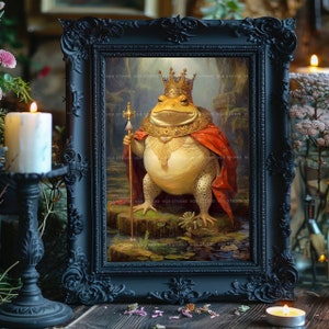 King Frog Royal Gothic Victorian Print, Renaissance Toad Portrait ...