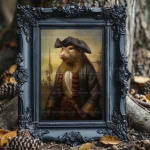 Capybara Pirate Captain Print, Victorian Dressed Animal Wall Art Poster ...