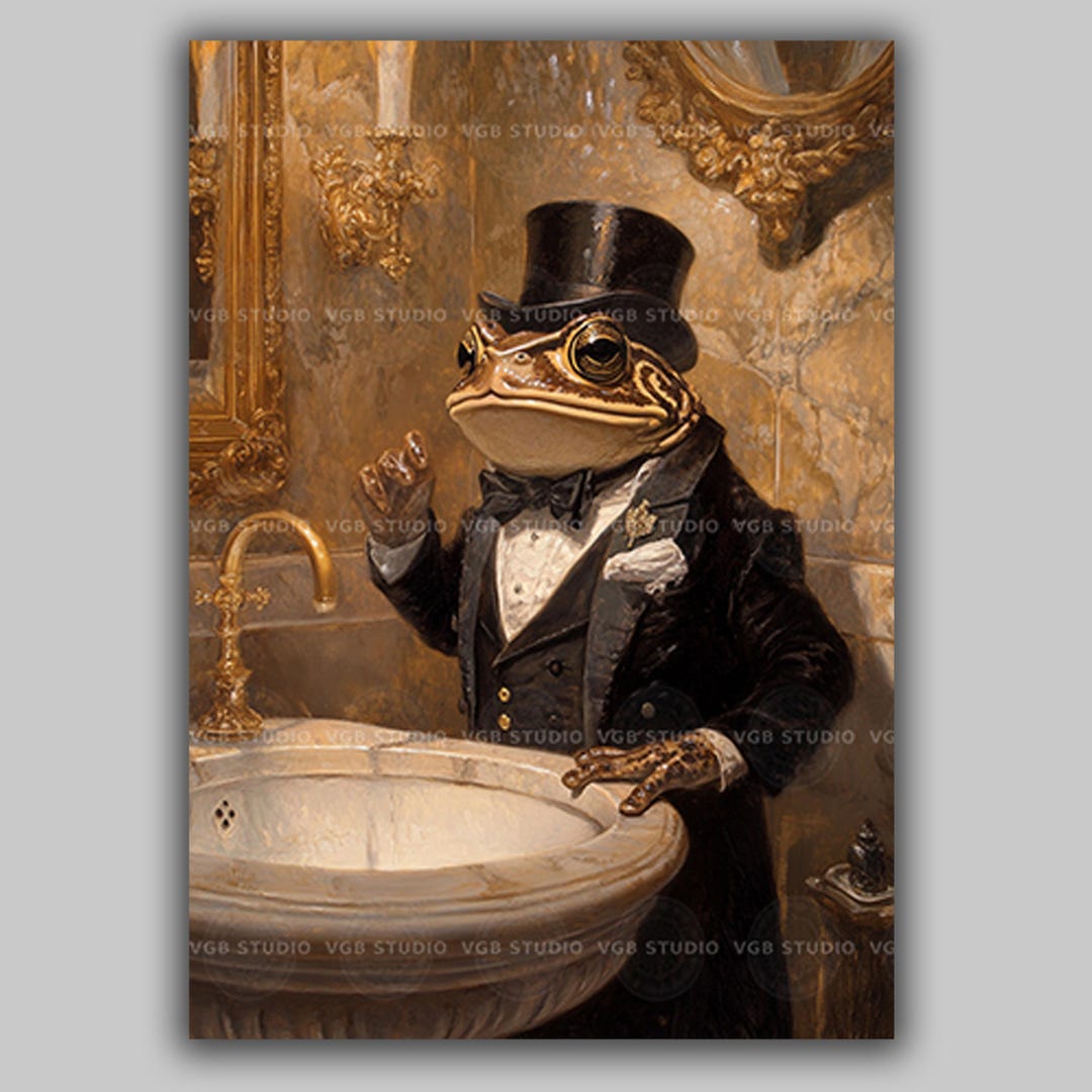Toad in Top Hat Art Print, Whimsical Victorian Decor, Elegant Bathroom ...