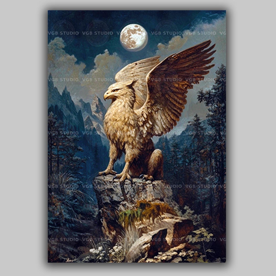 Griffin Wall Art Print Fantasy Animal Decor Mythical Creature Painting ...