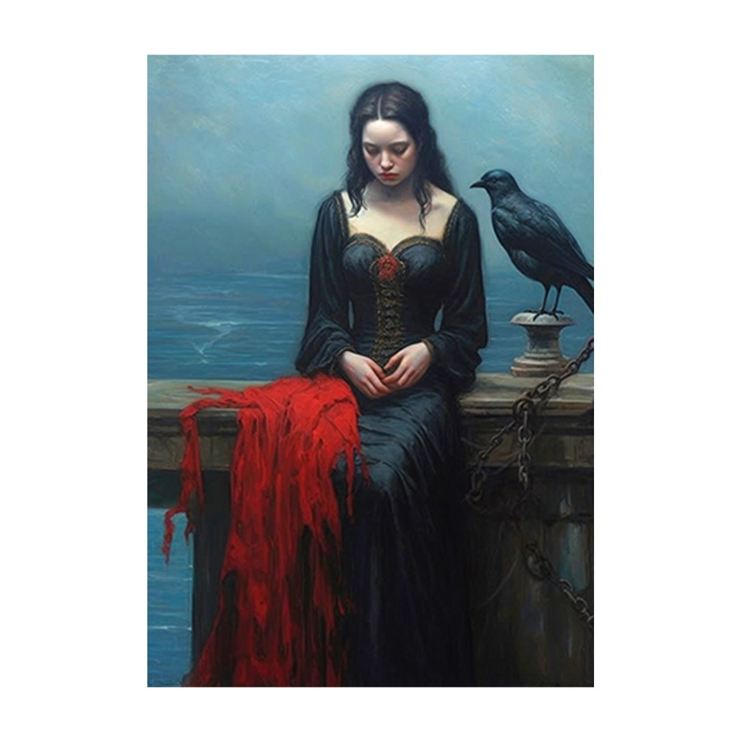 Raven Nevermore Gothic Print Edgar Allan Poe Bookish Art, the Raven ...