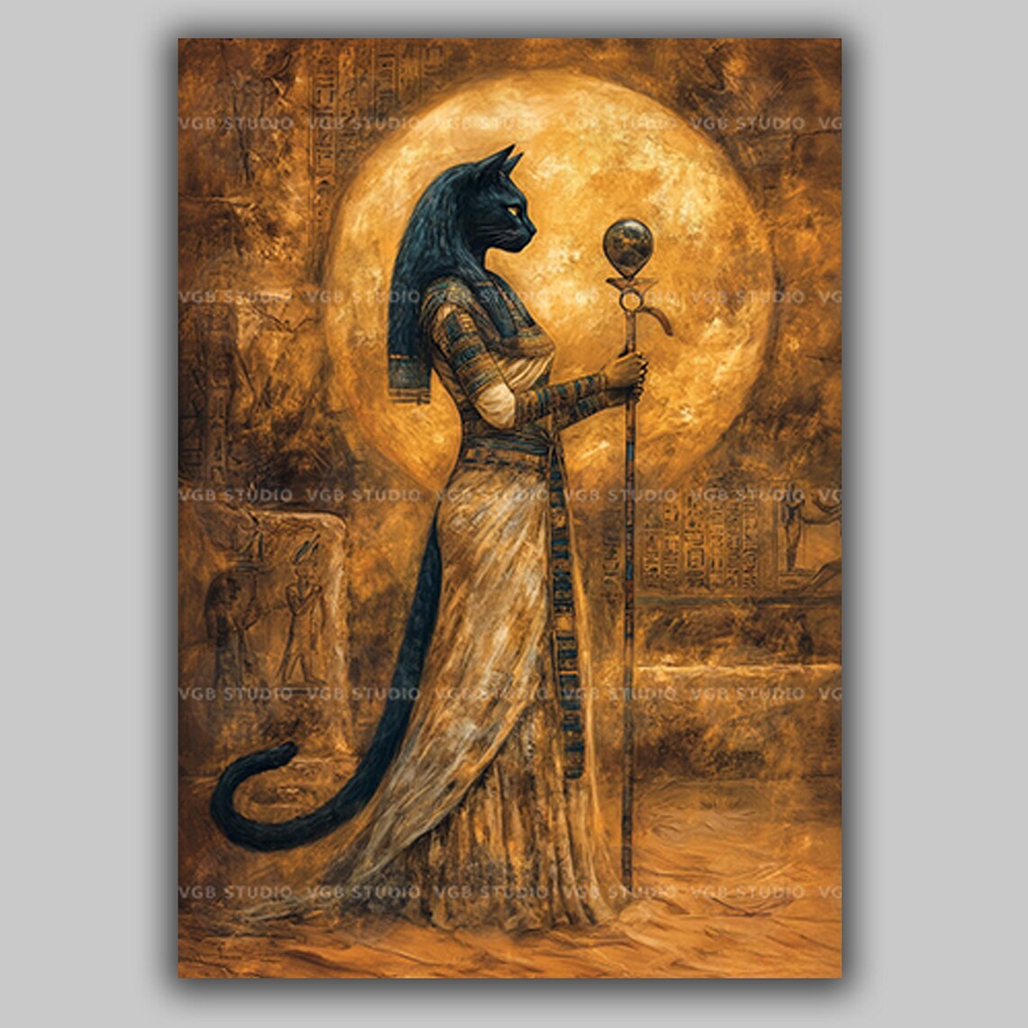 Ancient Egyptian Bastet Goddess Wall Art Print Mythological Cat Deity ...