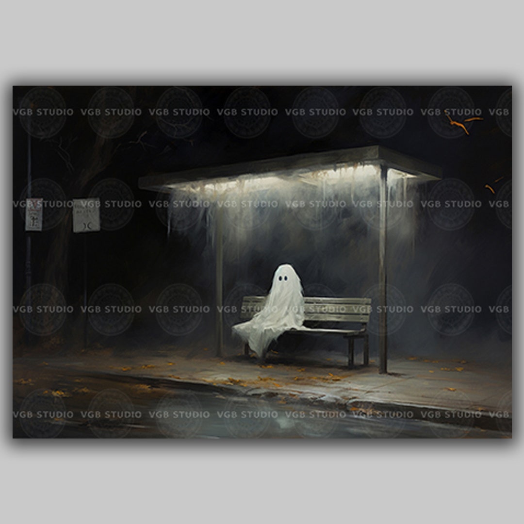 Sad Ghost Art Print Halloween Wall Decor Melancholy Spirit Painting ...