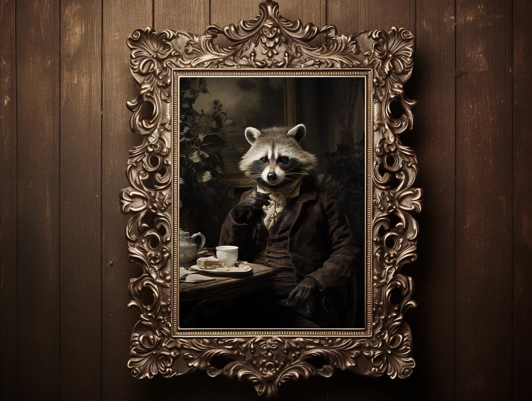 Gothic Raccoon Victorian Gentleman Breakfast Poster, Dark Academy Art ...