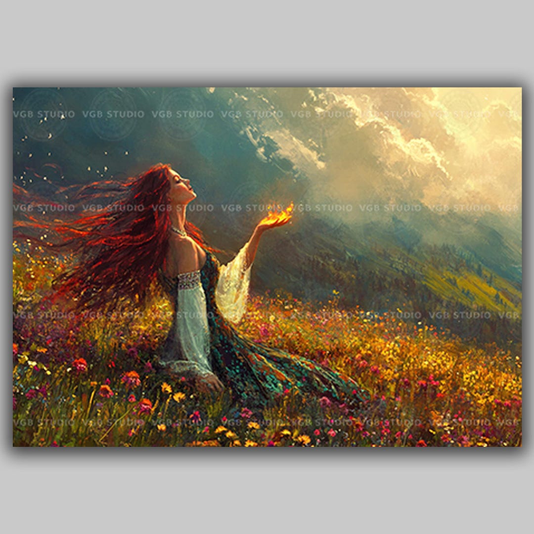 Brigid Celtic Goddess of Poetry Fire and Healing Art Print,spiritual Ethereal Fantasy Decor ...