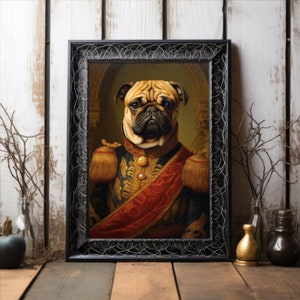 Gothic Pug Dog Victorian Rennasaince Gentleman Fine Art Giclee, Vintage ...