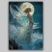 Ocean Fairy Wall Art Moon Goddess Print Celestial Beach Scene Fantasy ...