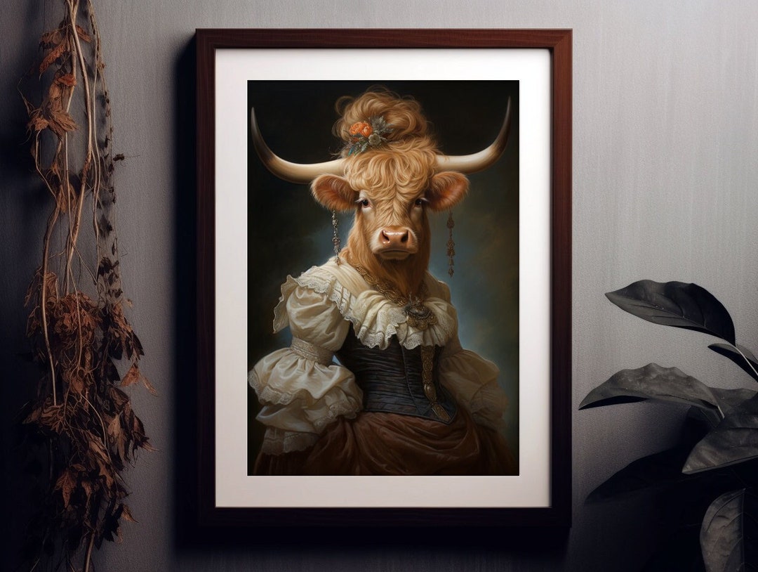 Highland Cow Lady Royalty Victorian Portrait Print Regal - Etsy