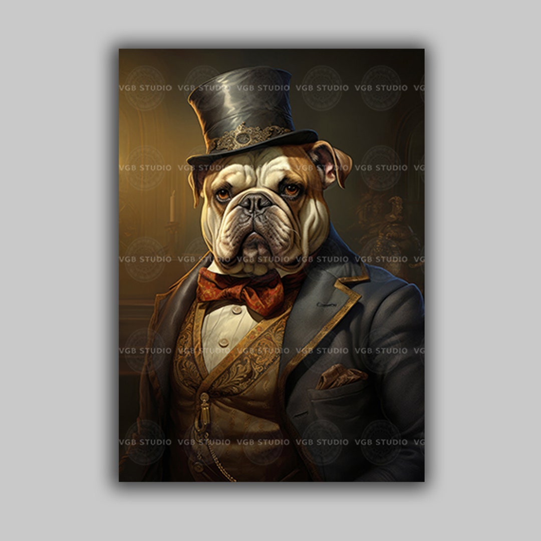 Victorian Bulldog Dog Gothic Dapper Gentleman, Pub Artwork, Fine Art ...