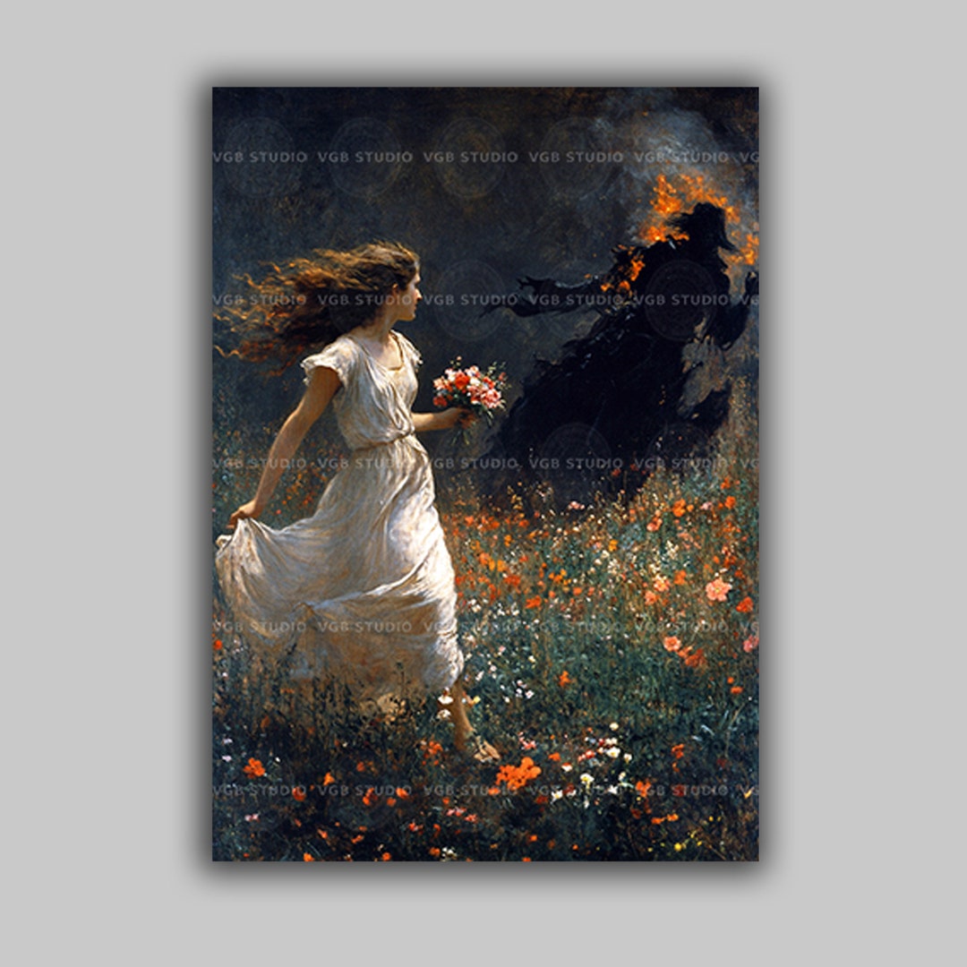 Hades and Persephone Art Greek Myth Print Dark Floral Fantasy Goddess ...