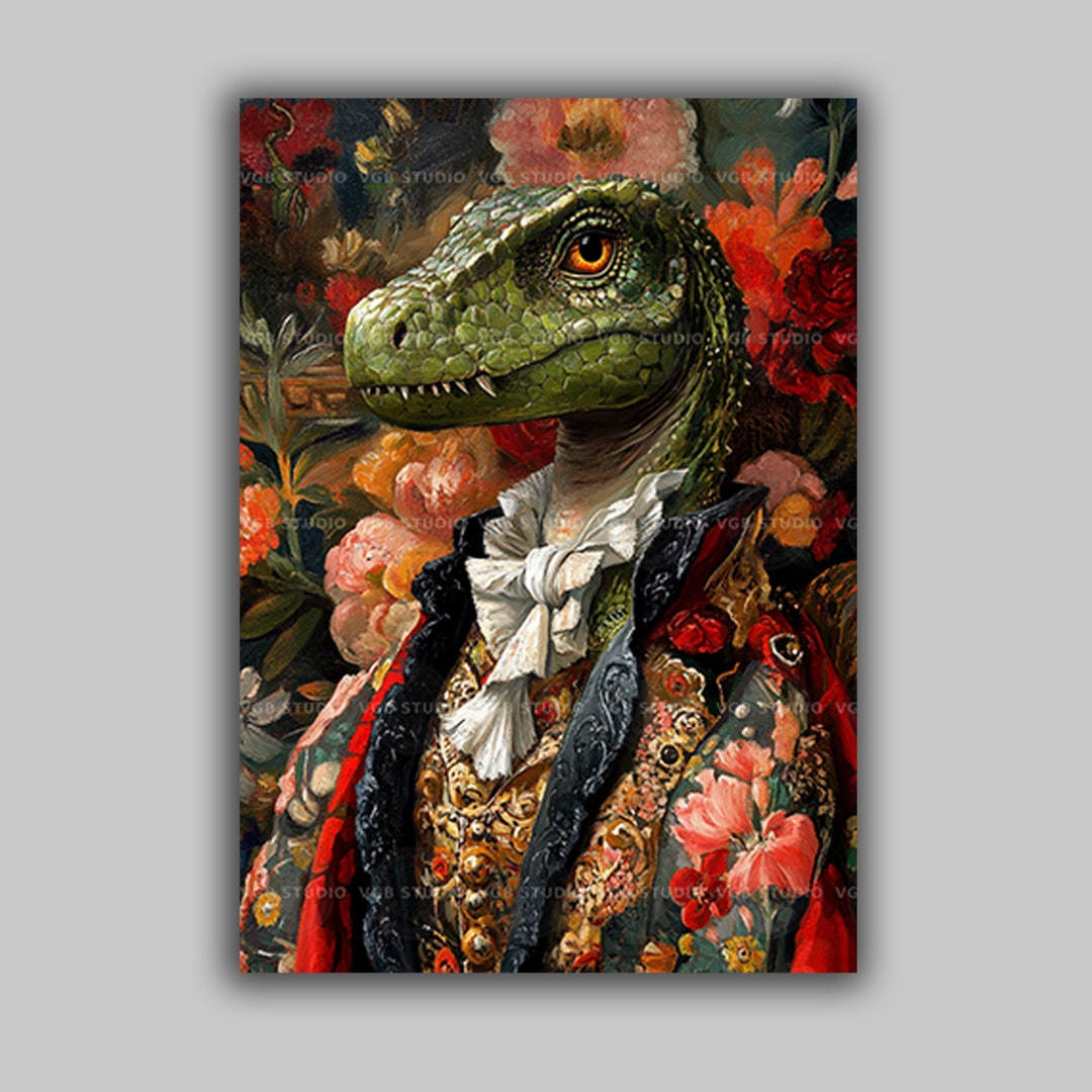 Victorian Dinosaur Flowers Spring Garden Fine Art Giclee Print ...