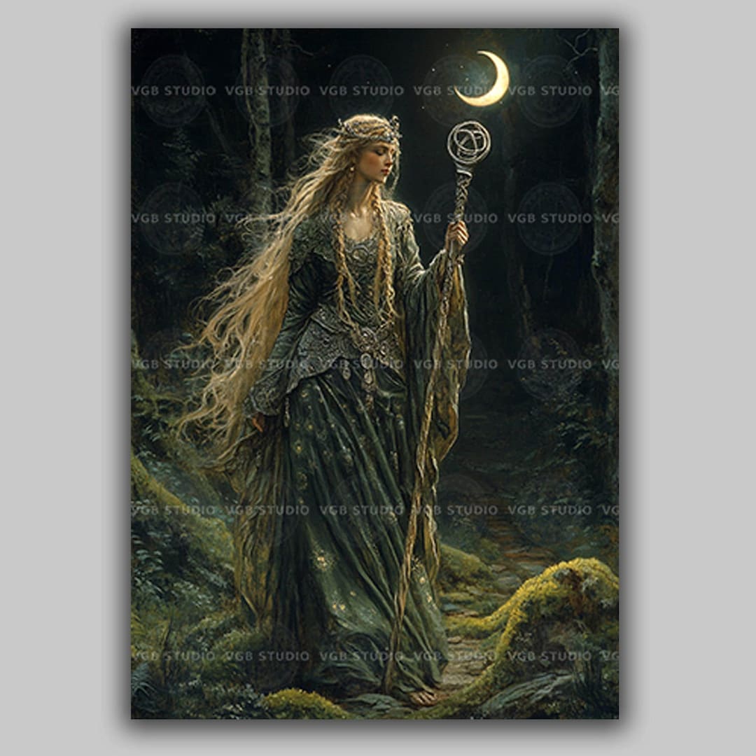 Arianrhod Celtic Moon Goddess Art Print, Welsh Star Weaver, Moon ...
