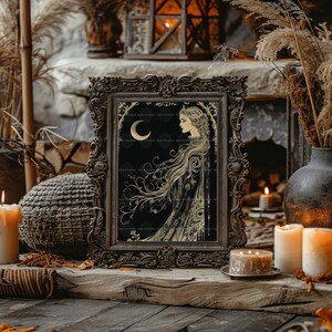 Selene Art Nouveau Greek Goddess Moon, Luna Baroque Painting, Celestial ...