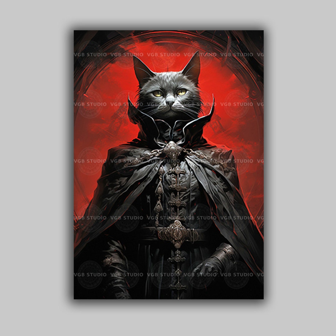 Black Cat Vampire Count Dracula, Goth Feline Baroque Poster, Art Poster ...