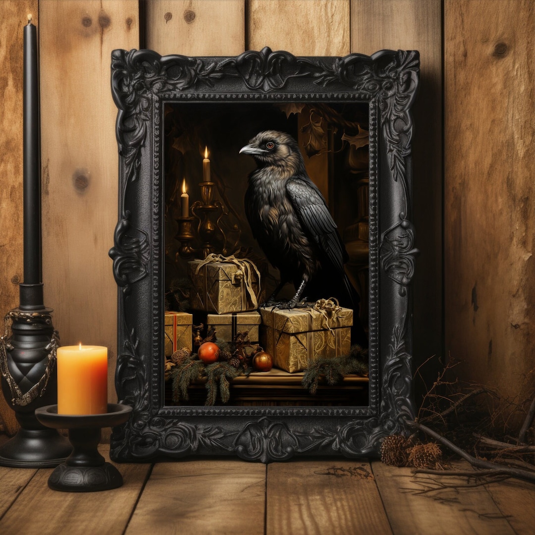 Victorian Raven Crow Gothic Christmas Crow Print Dark - Etsy