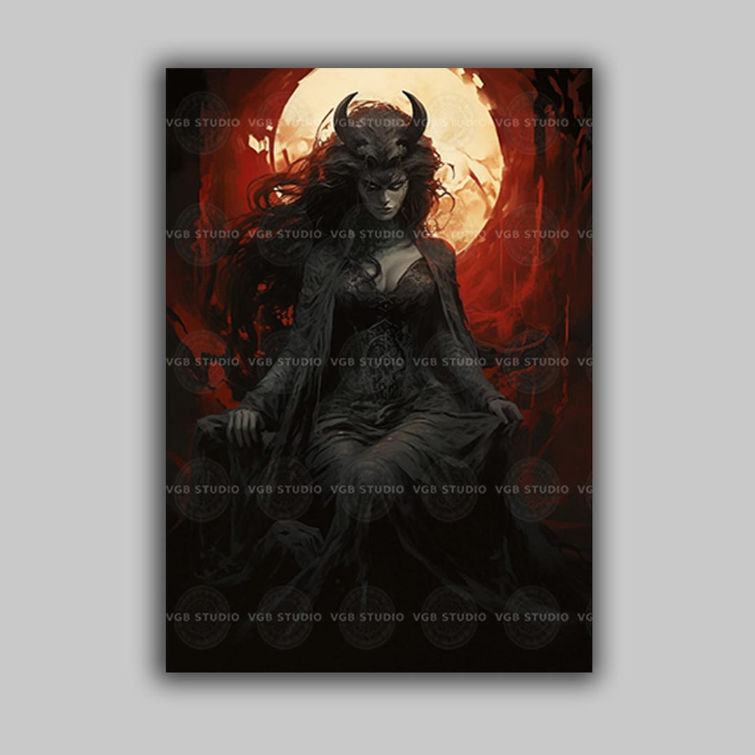Dark Lilith Demon Queen Wall Art Print, Gothic Goddess Lilith Painting ...