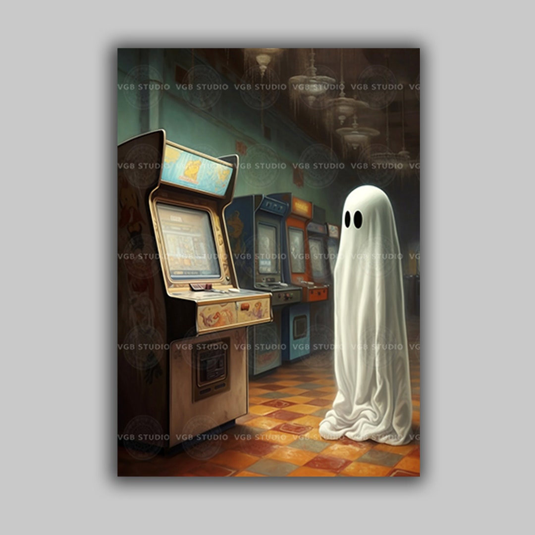 80s Ghost Abandoned Old School Arcade , Spooky Gothic Ghostly Giclee ...