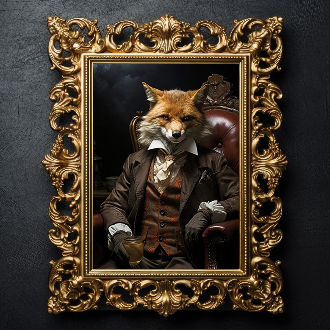Victorian Fox Gothic Gentleman Fine Art Giclee, Vintage Painting Wall ...