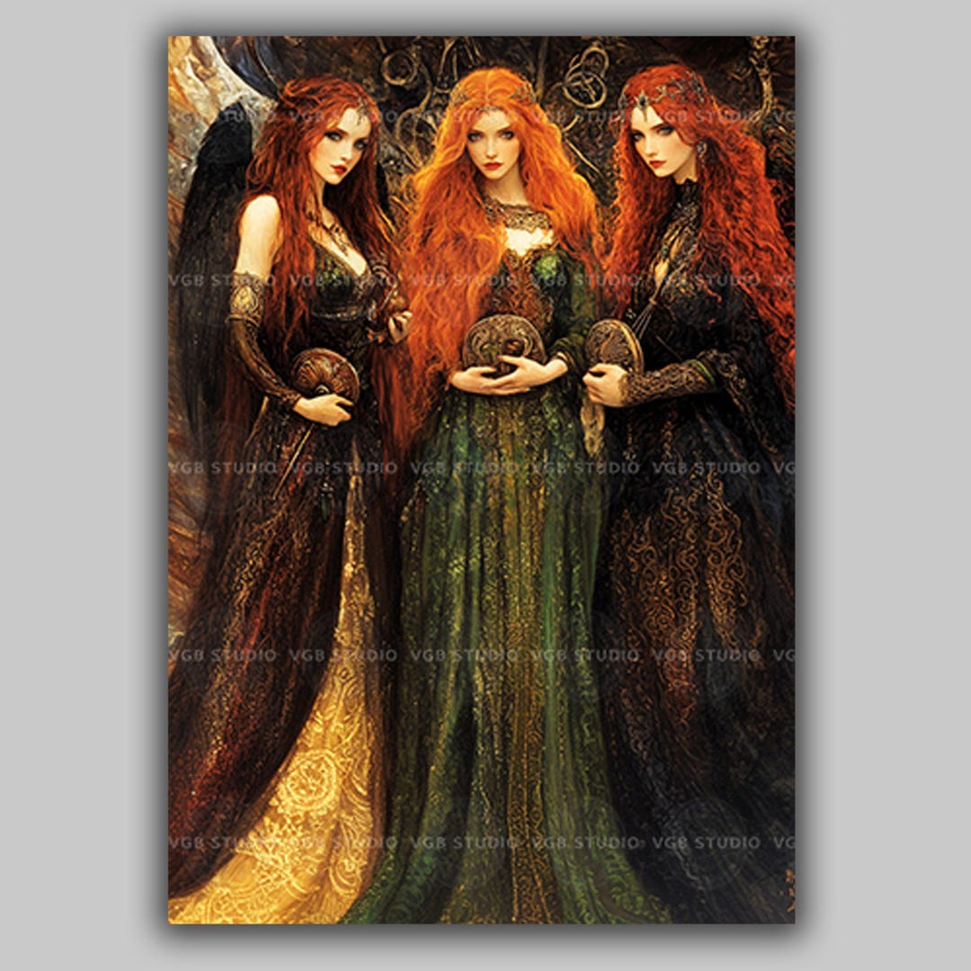 The Morrigan Art Print | Celtic Triple Goddess Macha Badb Nemain Red ...