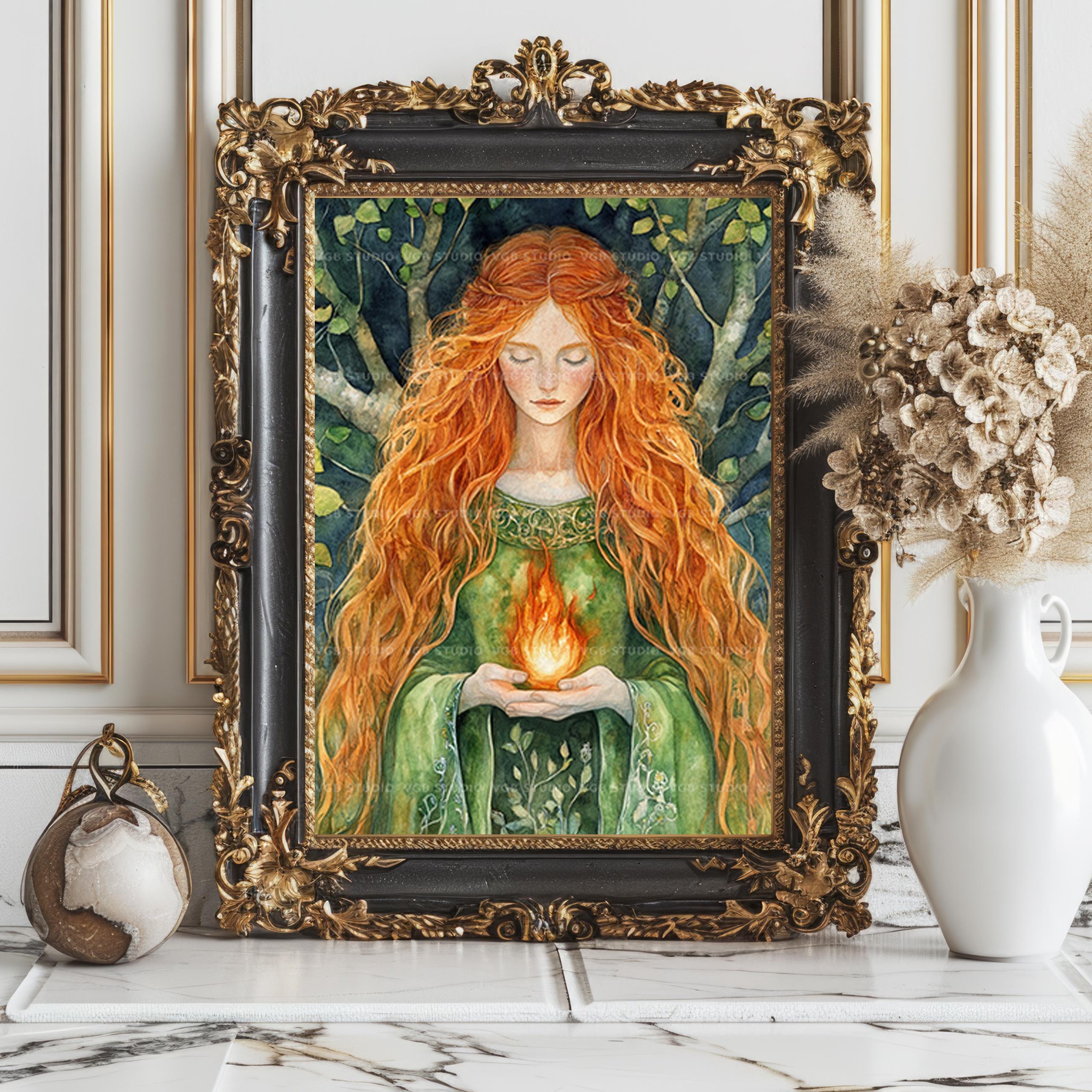 Celtic Goddess Brigid Irish Mythology Fire and Nature Art,pagan Divine ...