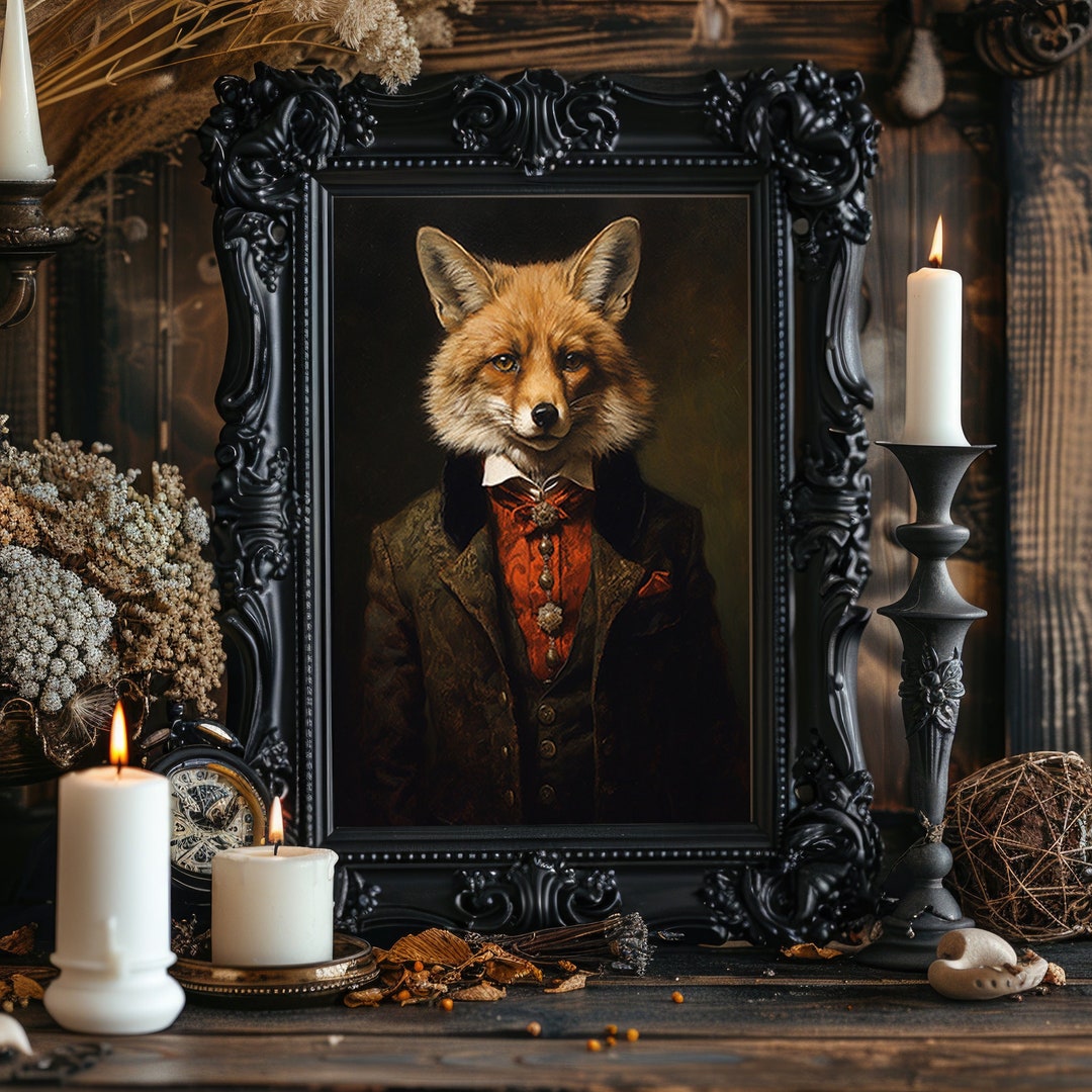 Victorian Red Fox Gothic Gentleman Fine Art Giclee, Vintage Painting ...