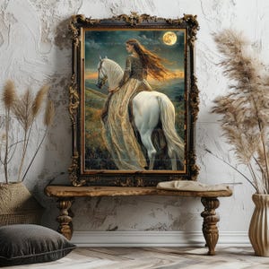 Rhiannon Welsh Pagan Goddess of Moon and Horses Fine Art Print ...