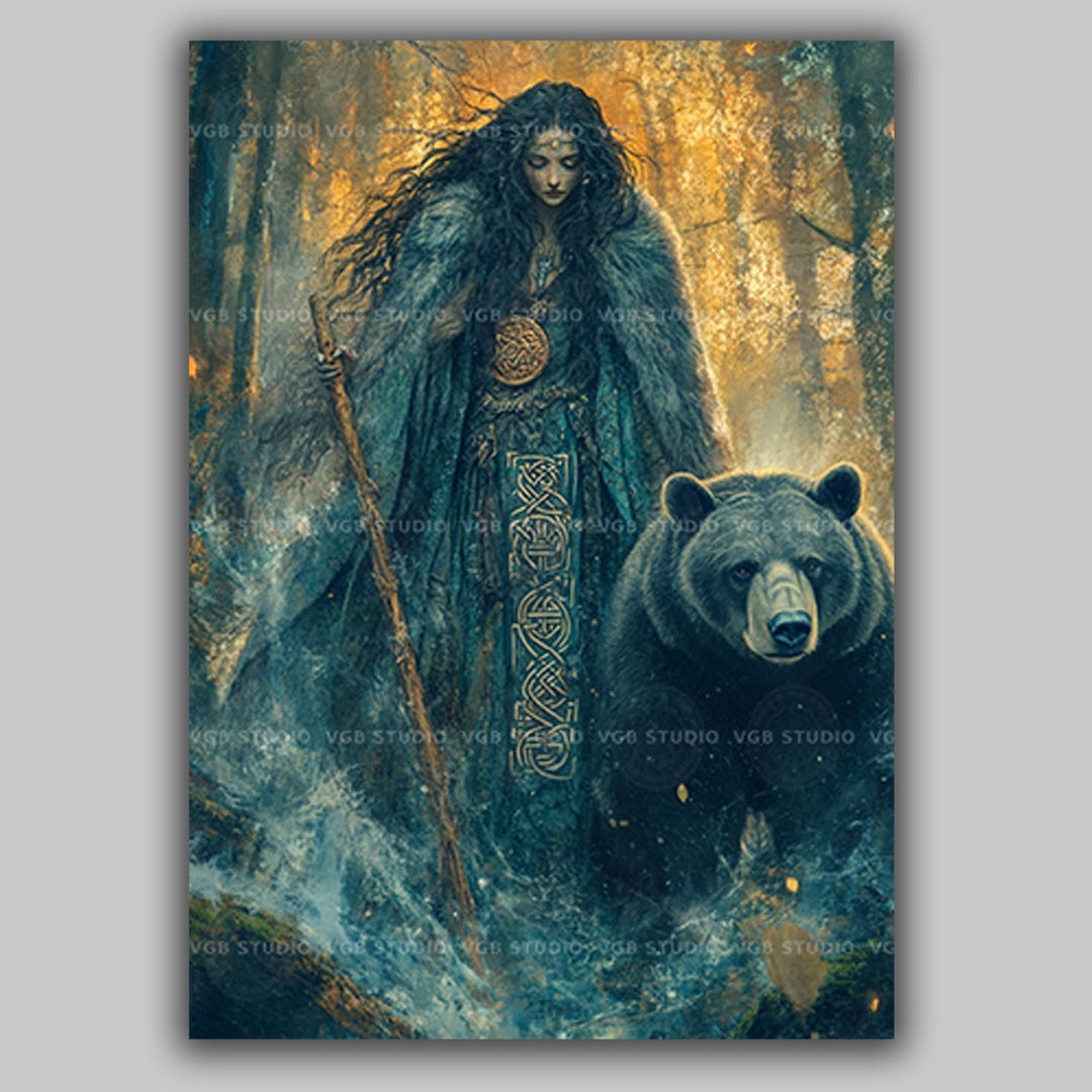 Artio Celtic Bear Goddess Forest Deity Wall Art, Wildlife Mythological ...