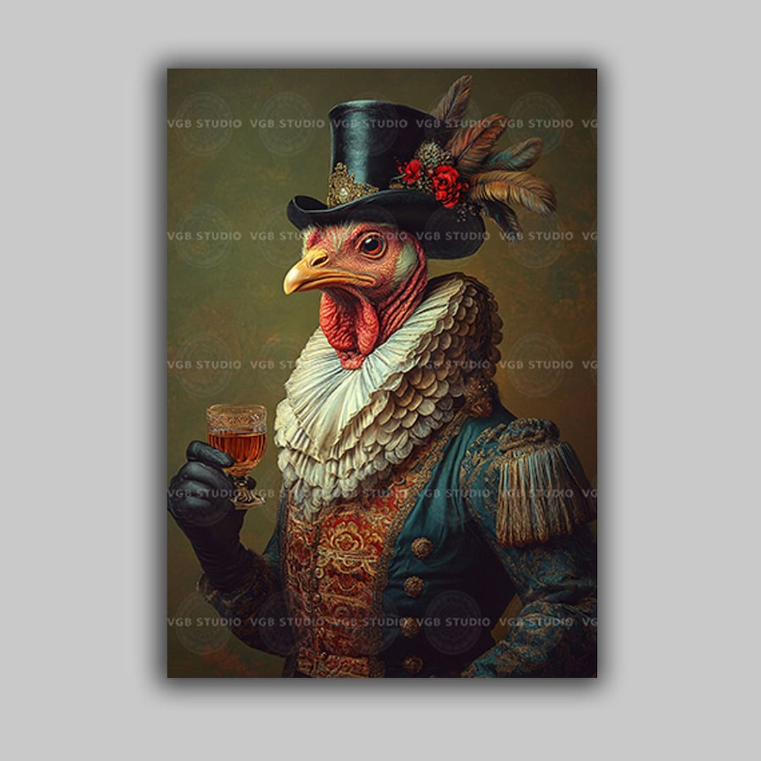 Turkey in Victorian Suit Art Print Whimsical Anthropomorphic Bird ...