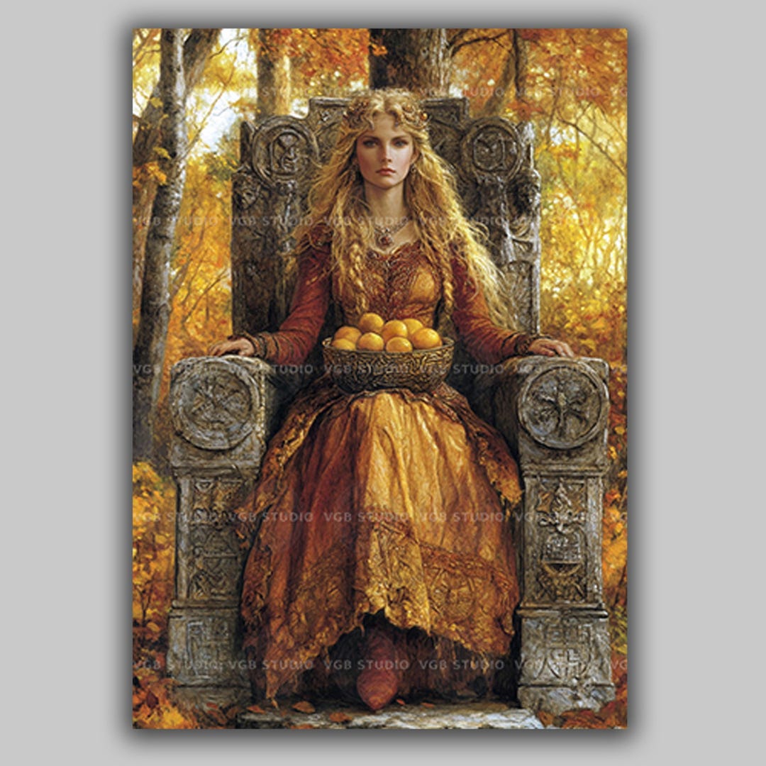 Rosmerta Art Print Celtic Goddess Abundance Fruit Bowl Autumn Throne ...