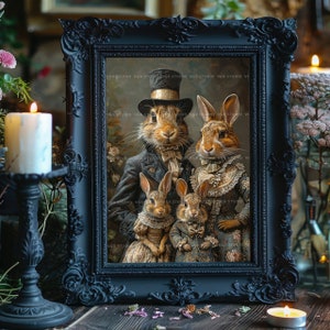 Victorian Rabbit Art Whimsical Family Print Dressed Animal Portrait ...