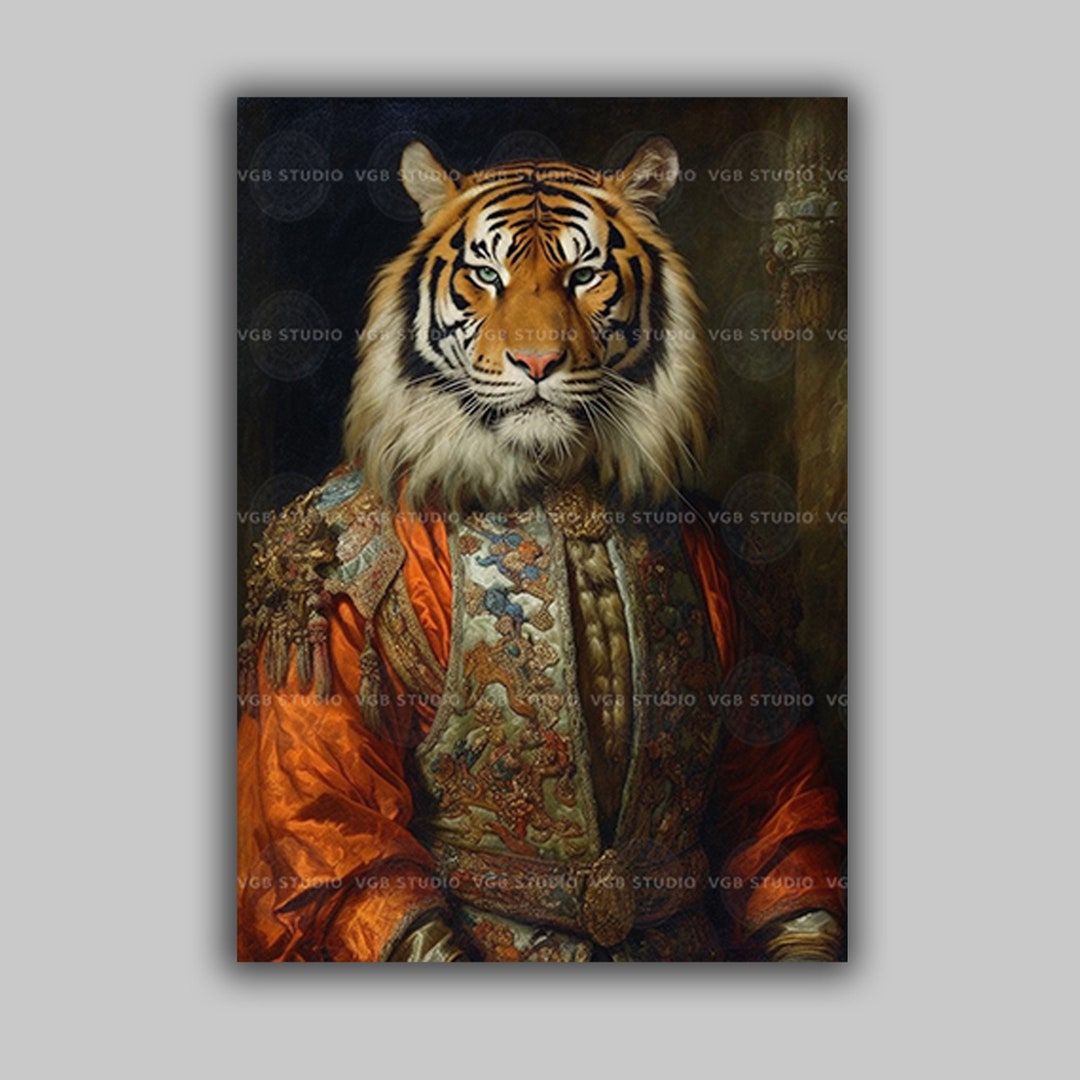 Victorian Regal Tiger Gothic Royal Giclee Print, Baroque Classical ...