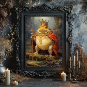 King Frog Royal Gothic Victorian Print, Renaissance Toad Portrait ...