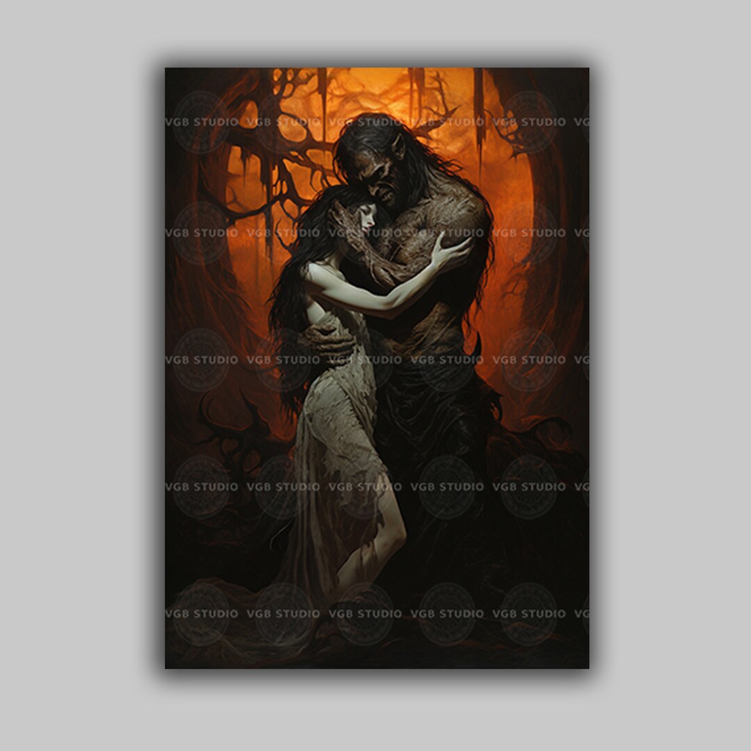Werewolf and Woman Dark Fantasy Art Print, Gothic Romance Wall Decor ...