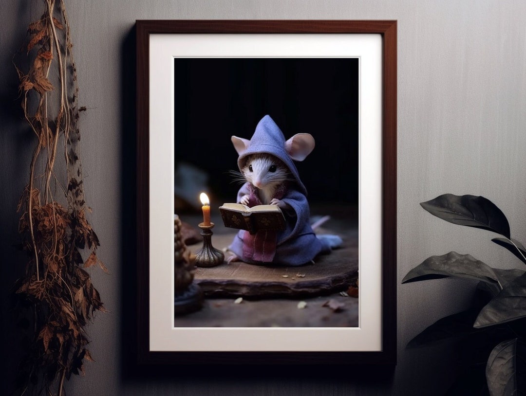 Gothic Mouse Witch Dark Academia, Whimsical Rodent, Gothic Giclee ...