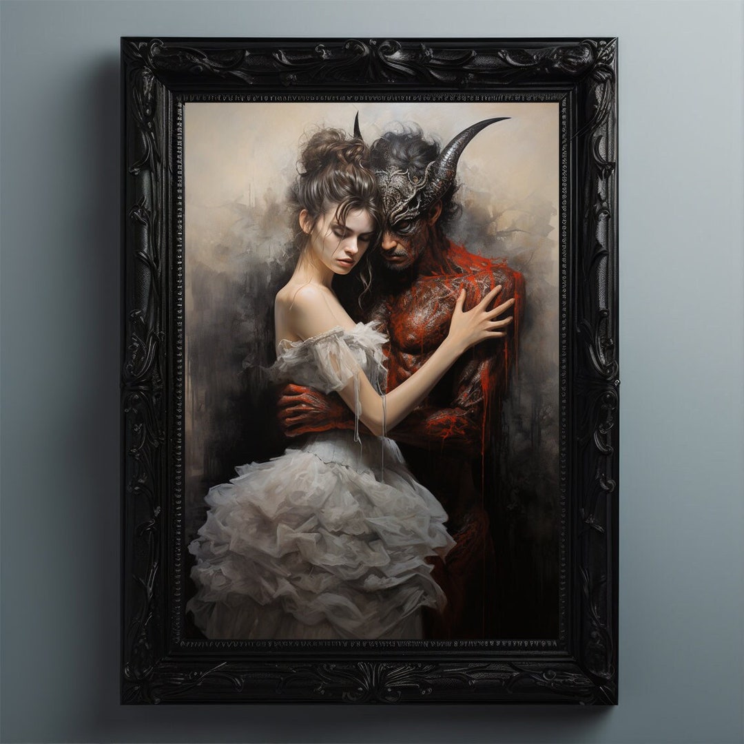 Victorian Woman Satanic Lover, Romantic Goth Poster, Forbidden Love ...