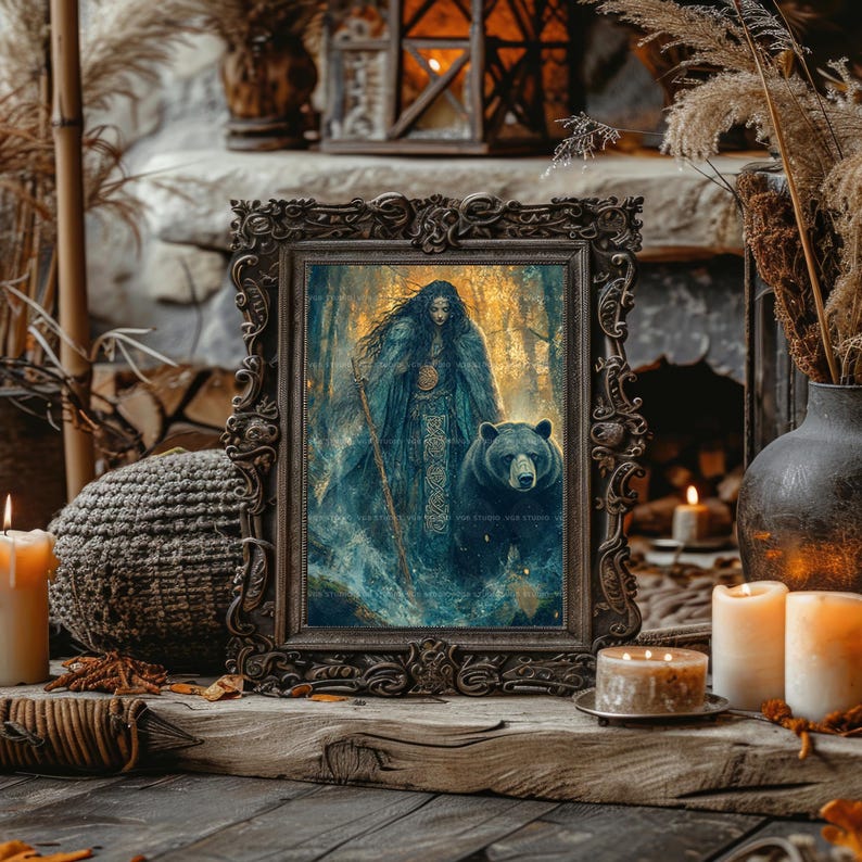 Artio Celtic Goddess Print Pagan Bear Spirit Wall Art Forest Witch ...