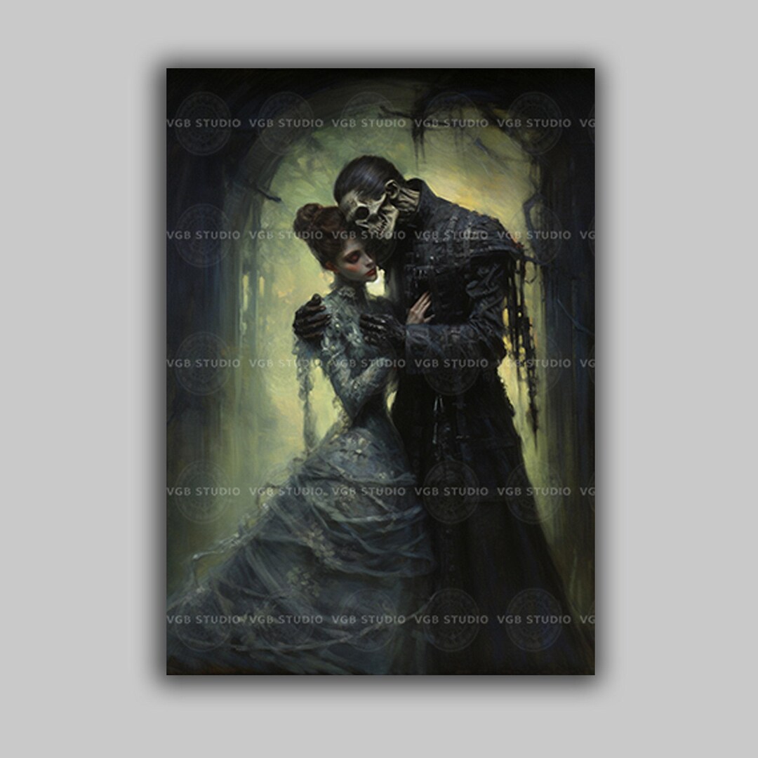 Gothic Romance Art Print Dark Skeleton Bride Wall Decor Victorian ...