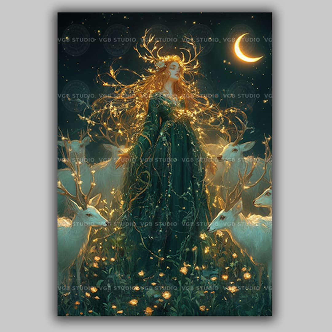 Flidais Celtic Goddess Art Print Deer Goddess of the Forest Irish ...