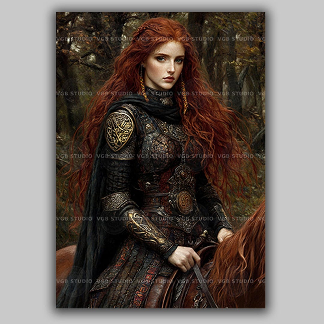 Macha Celtic Goddess of Battle on Horse Print, Celtic Warrior Queen ...