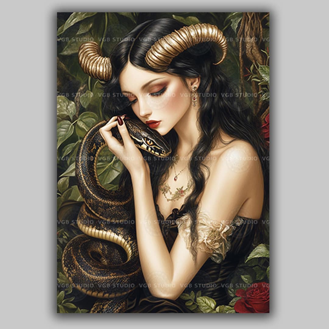 Lilith Dark Goddess and Serpent Fine Art Print, Dark Fantasy Wall Decor ...