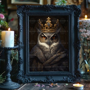 Gothic Owl Victorian King Poster, Dark Academy Art Illustration ...