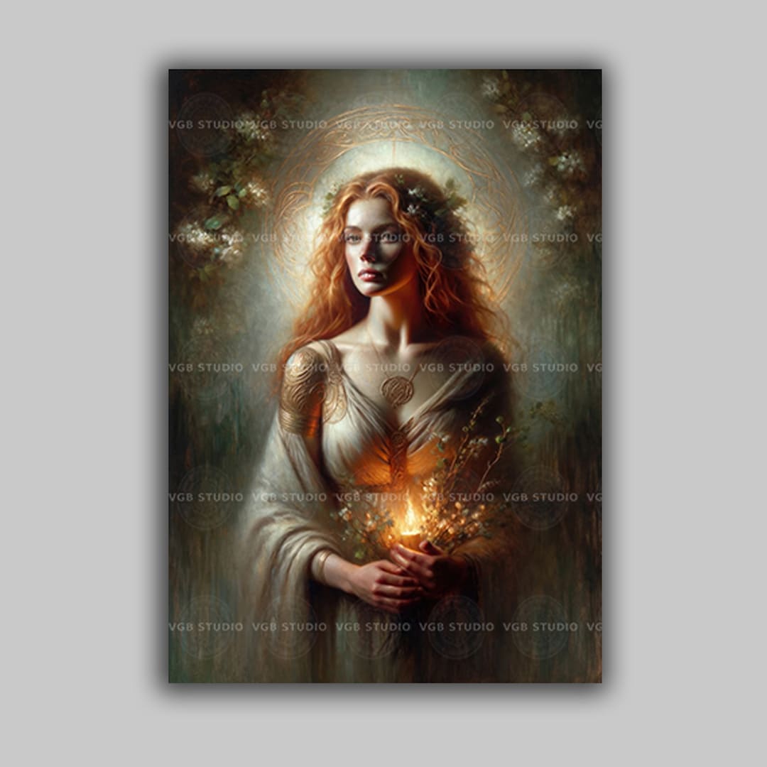 Brigid Art Print Celtic Goddess Wall Decor Imbolc Spring Fire Irish ...