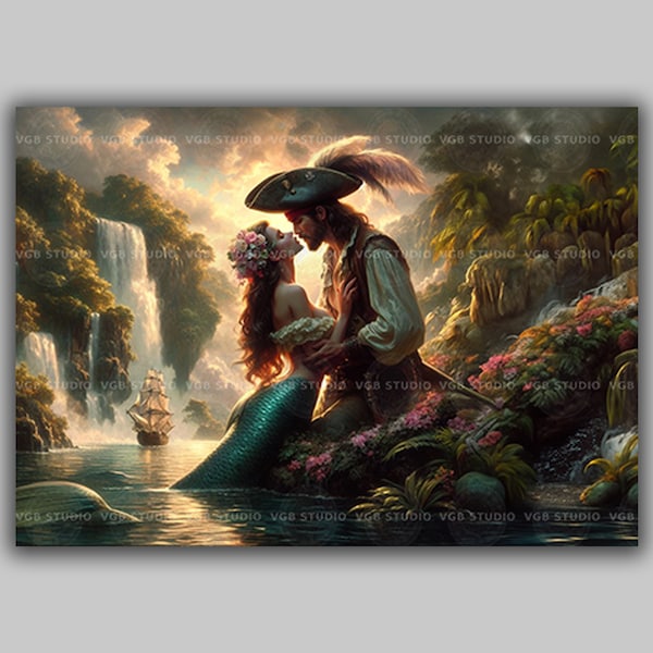 Pirate and Mermaid Painting - Etsy