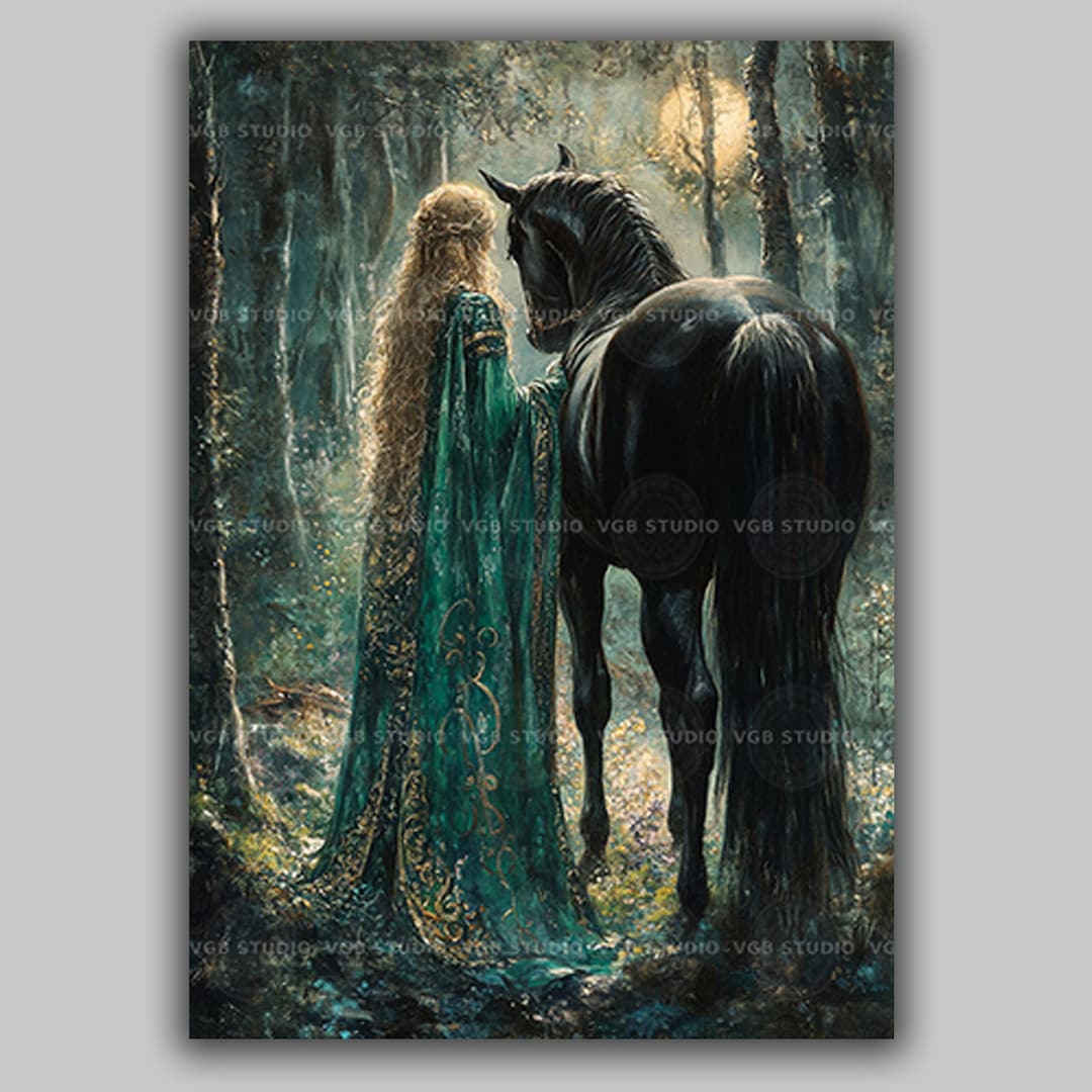 Epona Goddess Art Print Celtic Horse Moon Forest Decor Mythology Divine ...